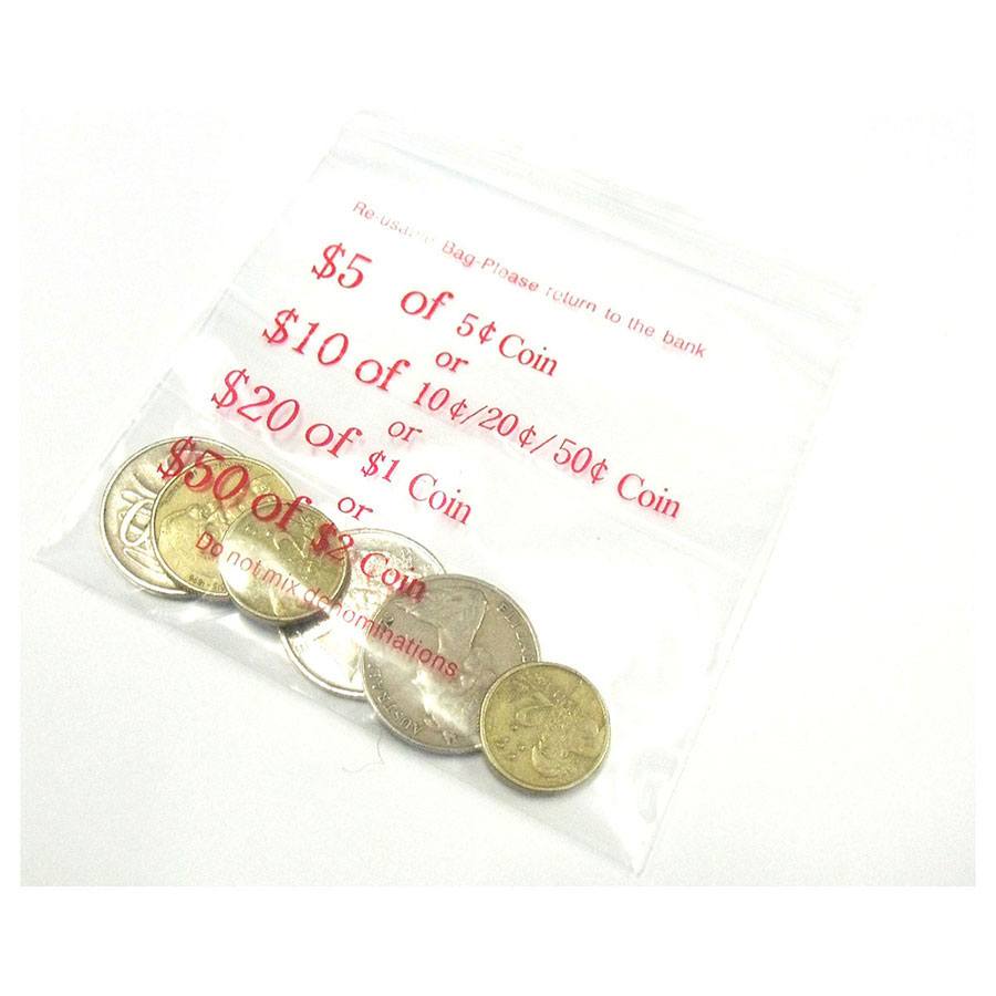 Cash Handling Bags 25 Clear Plastic - No Mixed Coins, For Cash Handling ...