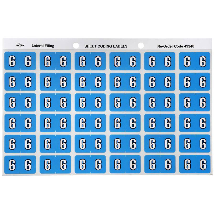 COS Avery Lateral Filing Labels Numeric *6*