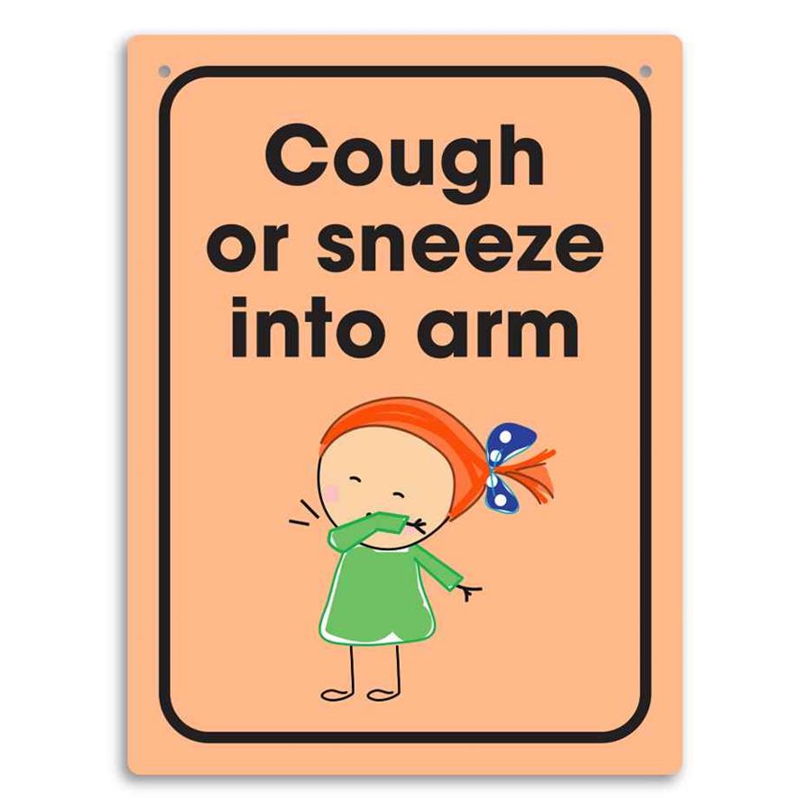 COS Cough Sneeze In Arm Sign Poly 225x300mm